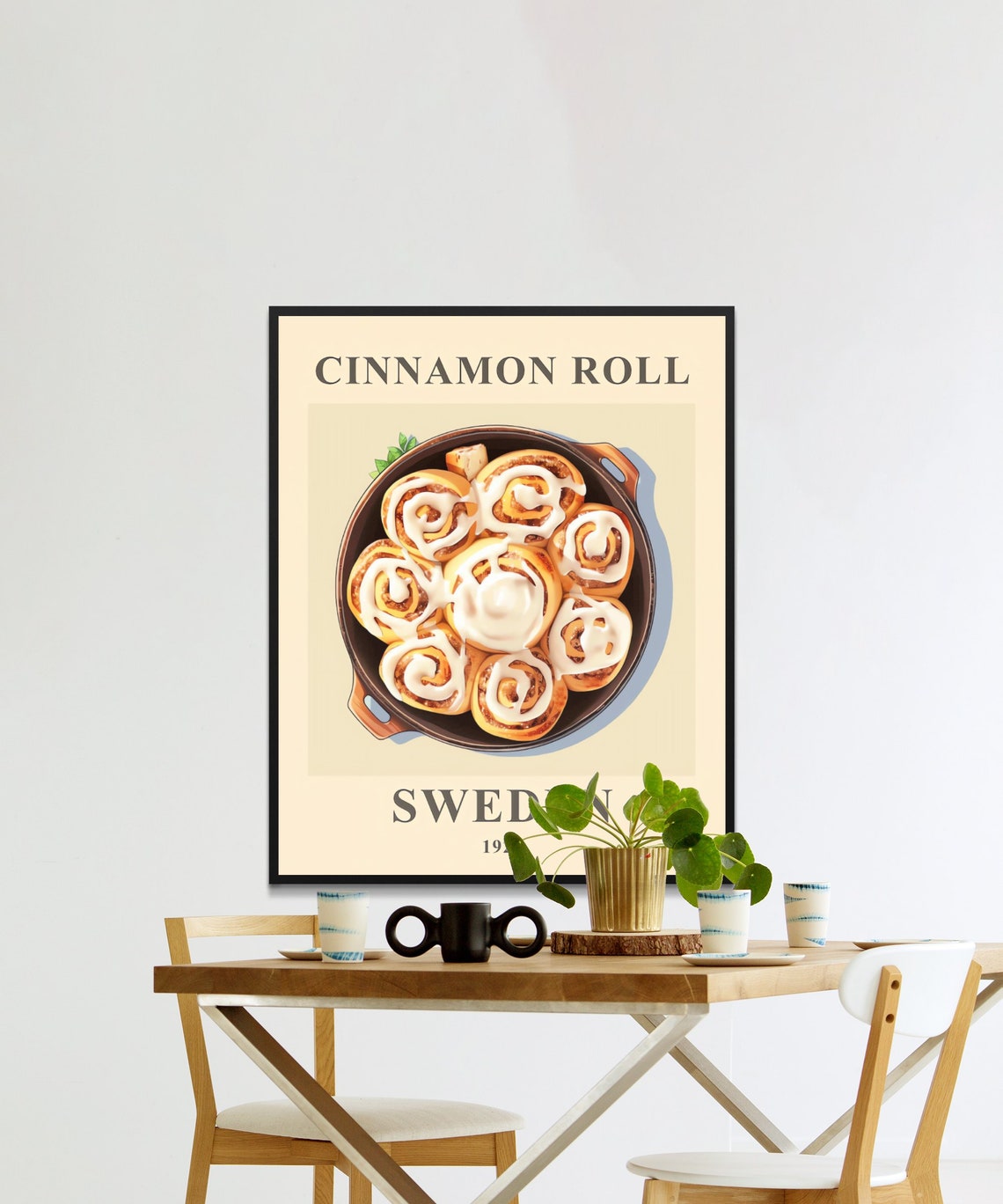 Cinnamon Roll Poster | Digital Download | Sweden Art | Retro Cinnamon ...