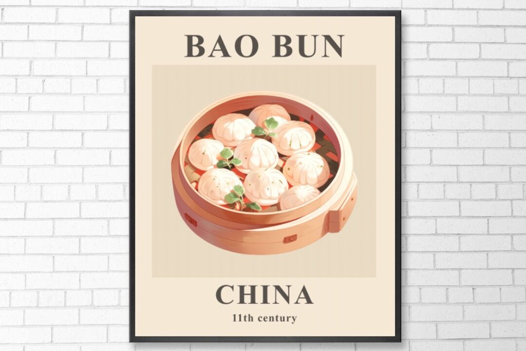 Bao Bun Poster | Food Print | Instant Download | Foodie Poster | Bao ...