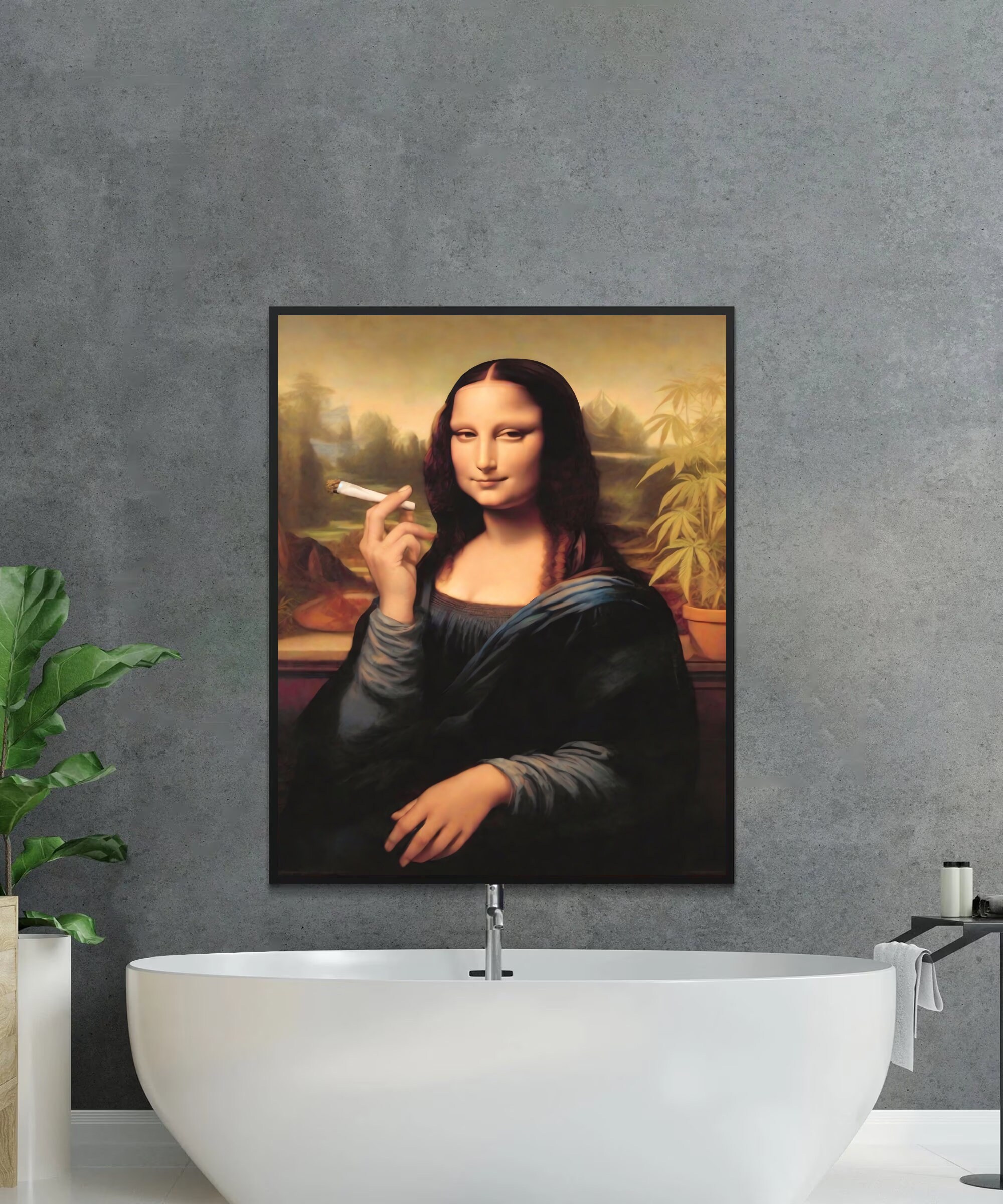 Mona Lisa Smoking Digital Download Alter Art Whimsical Wall Art Funny ...