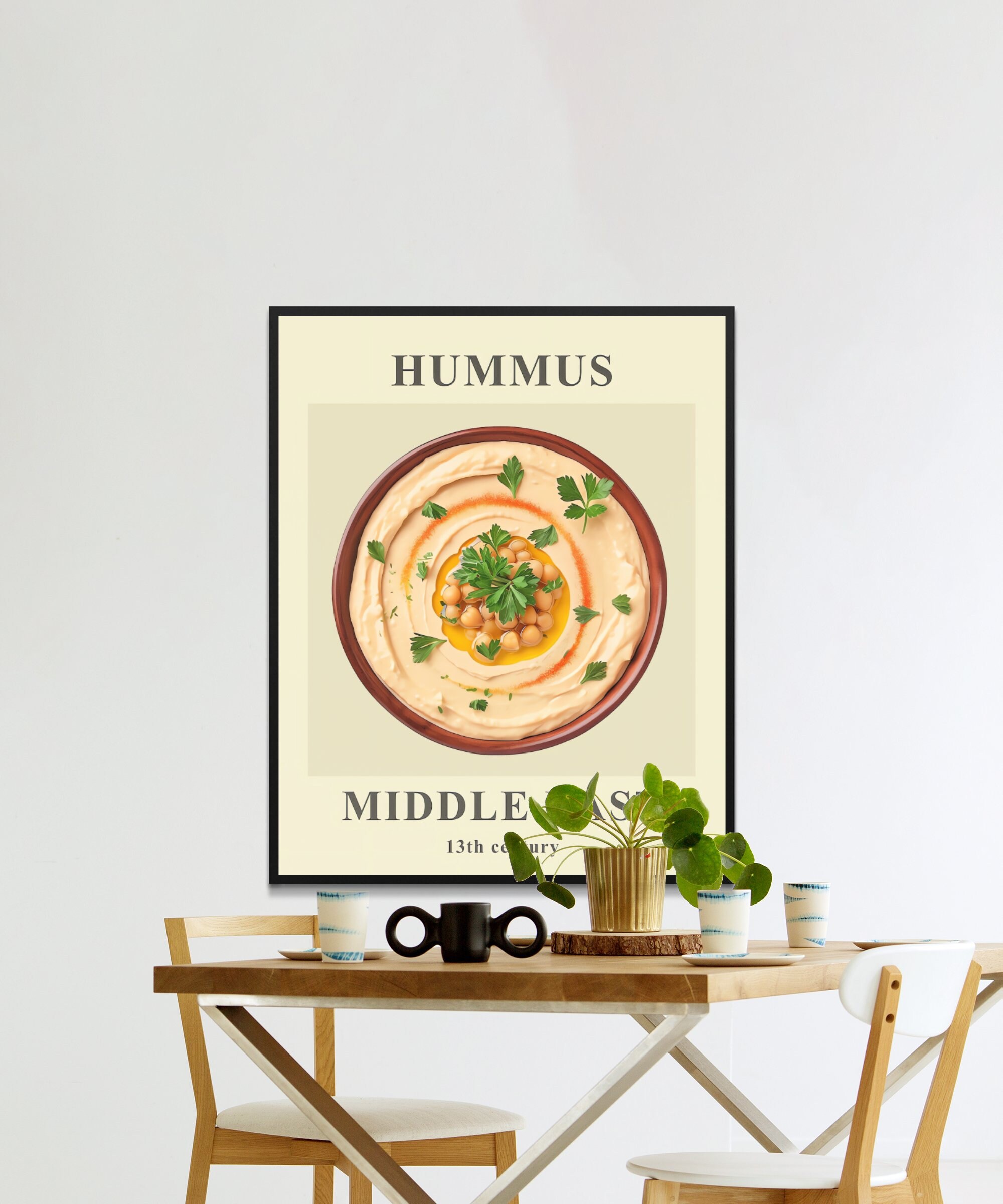 Hummus Poster | Mediterranean Kitchen | Lebanon Food | Mid Century ...