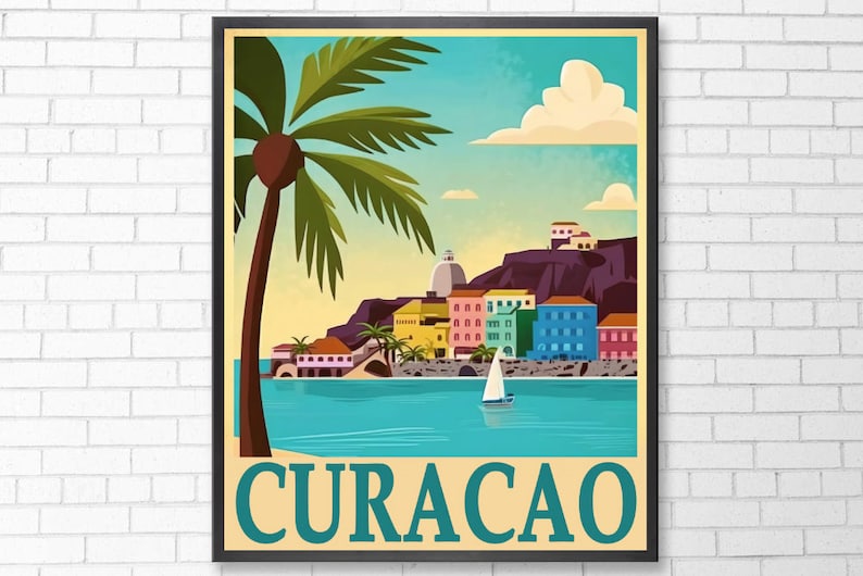 Curacao Wall Art | Curacao Travel Poster | Curaçao Wall Art | Curaçao ...
