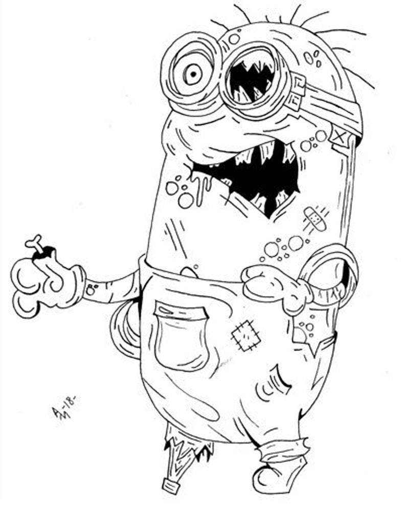 Hand Drawn Zombie Minion - Etsy