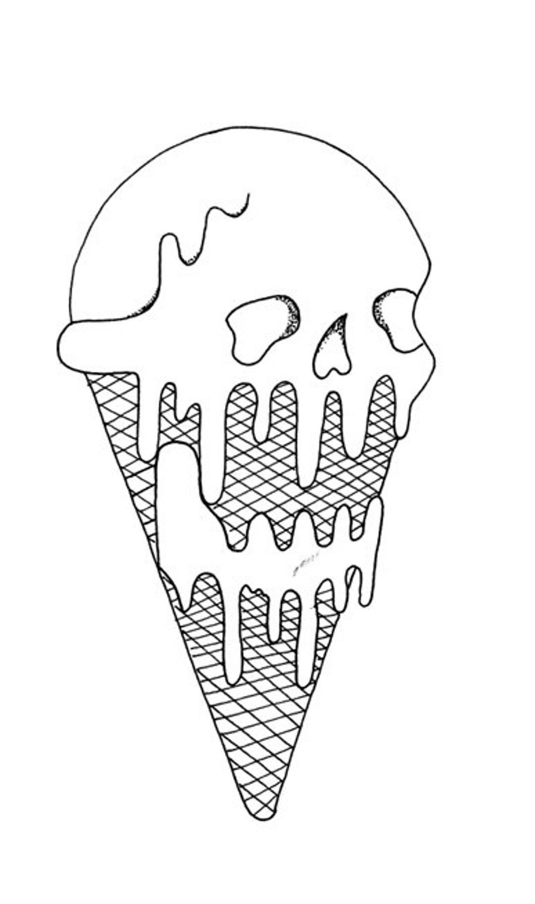 Hand Drawn Dotted Skull Ice Cream Cone Print - Etsy