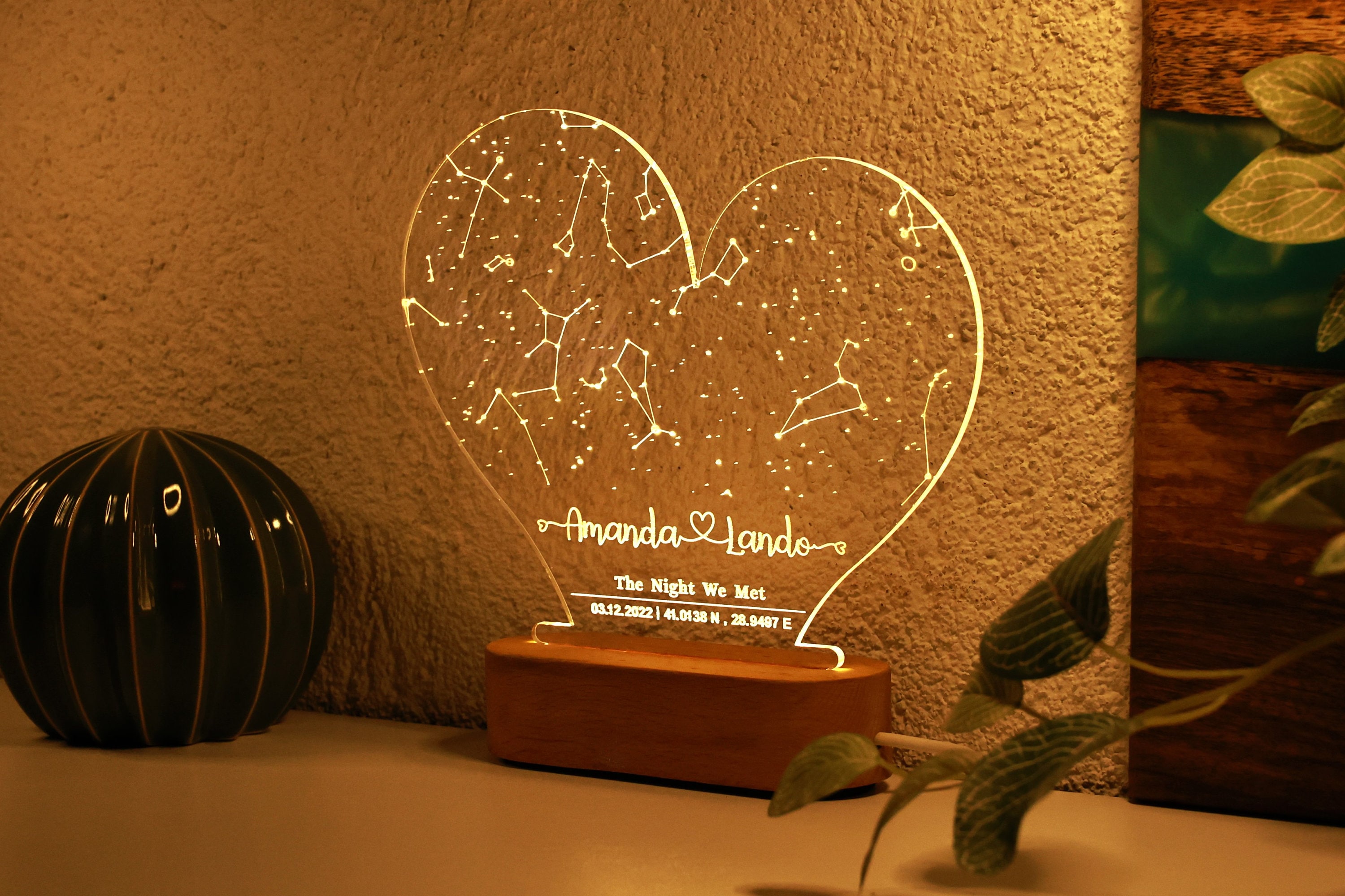 Personalized Constellation Chart Lamp Gift Star Map on Night Light ...