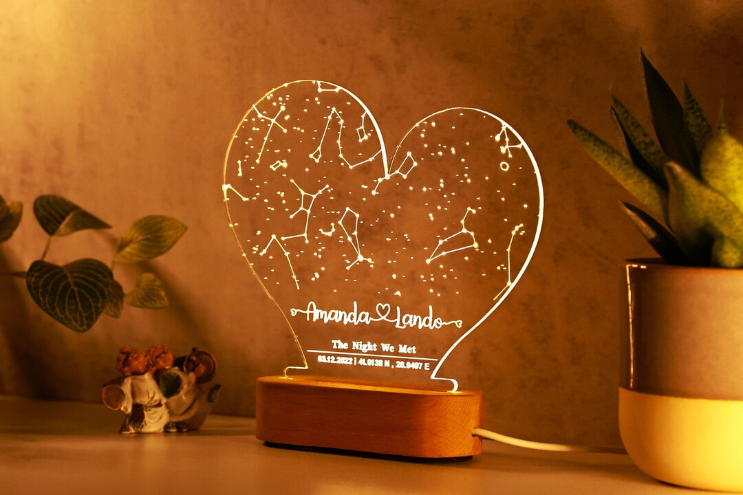 Personalized Constellation Chart Lamp - Gift Star Map on Night Light ...