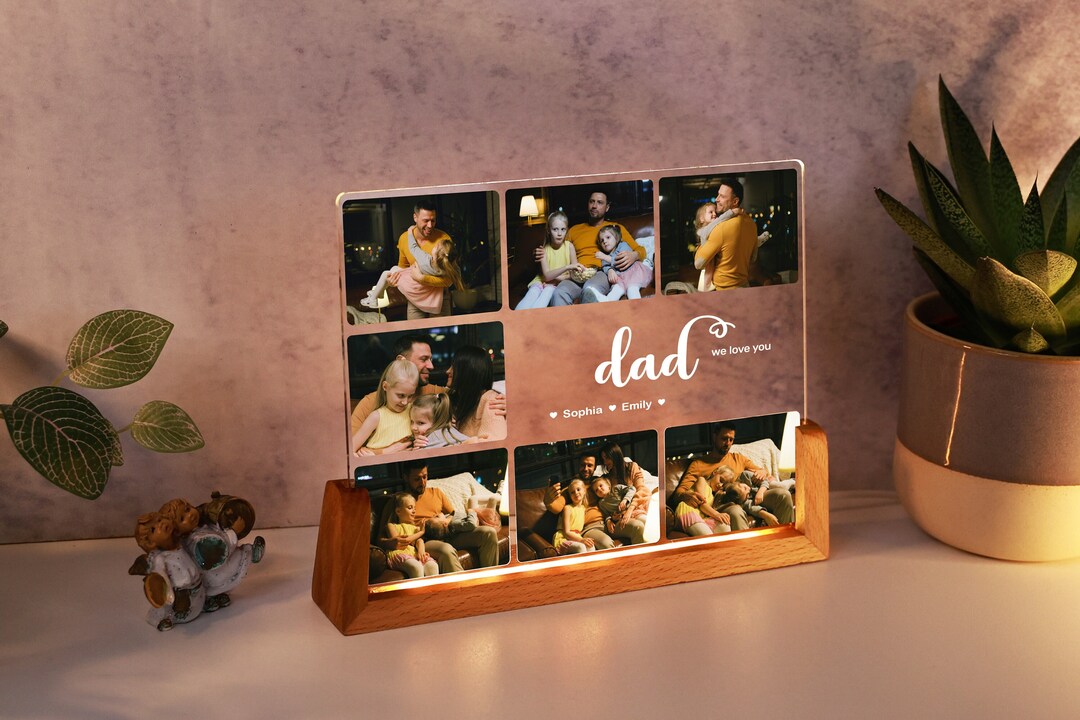 Personalized Photo Collage, Dad Photo Gift, Customized Frame & Photo ...