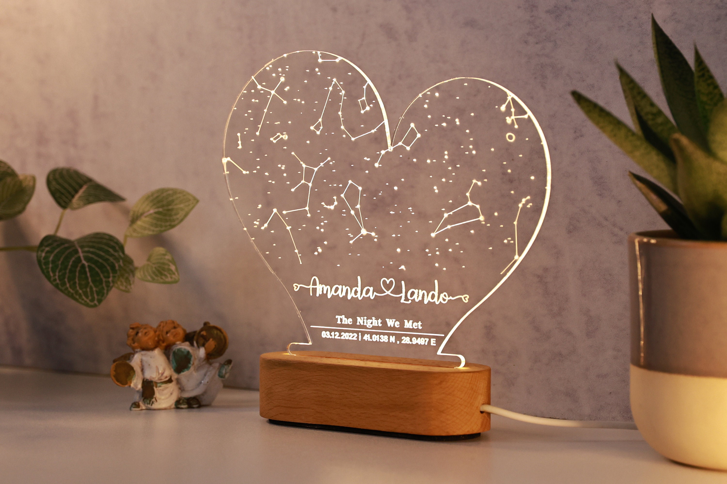 Personalized Constellation Chart Lamp Gift Star Map on Night Light ...