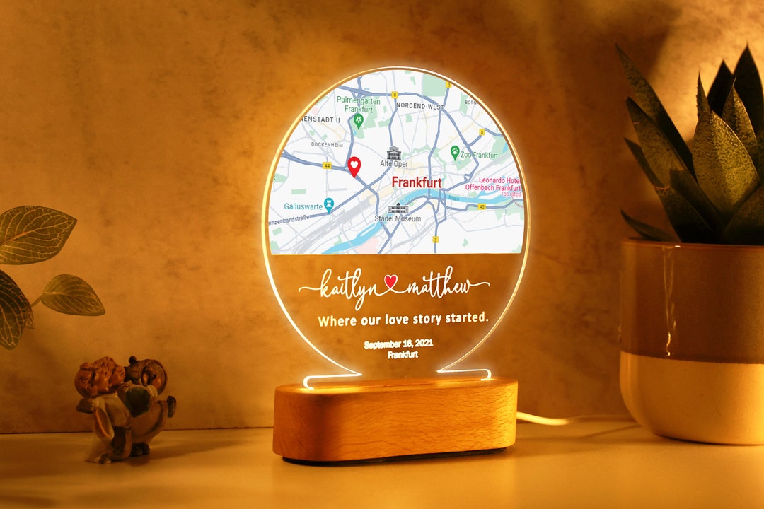 Our First Date Gift - Where It All Began Couples Map Gift for Her ...