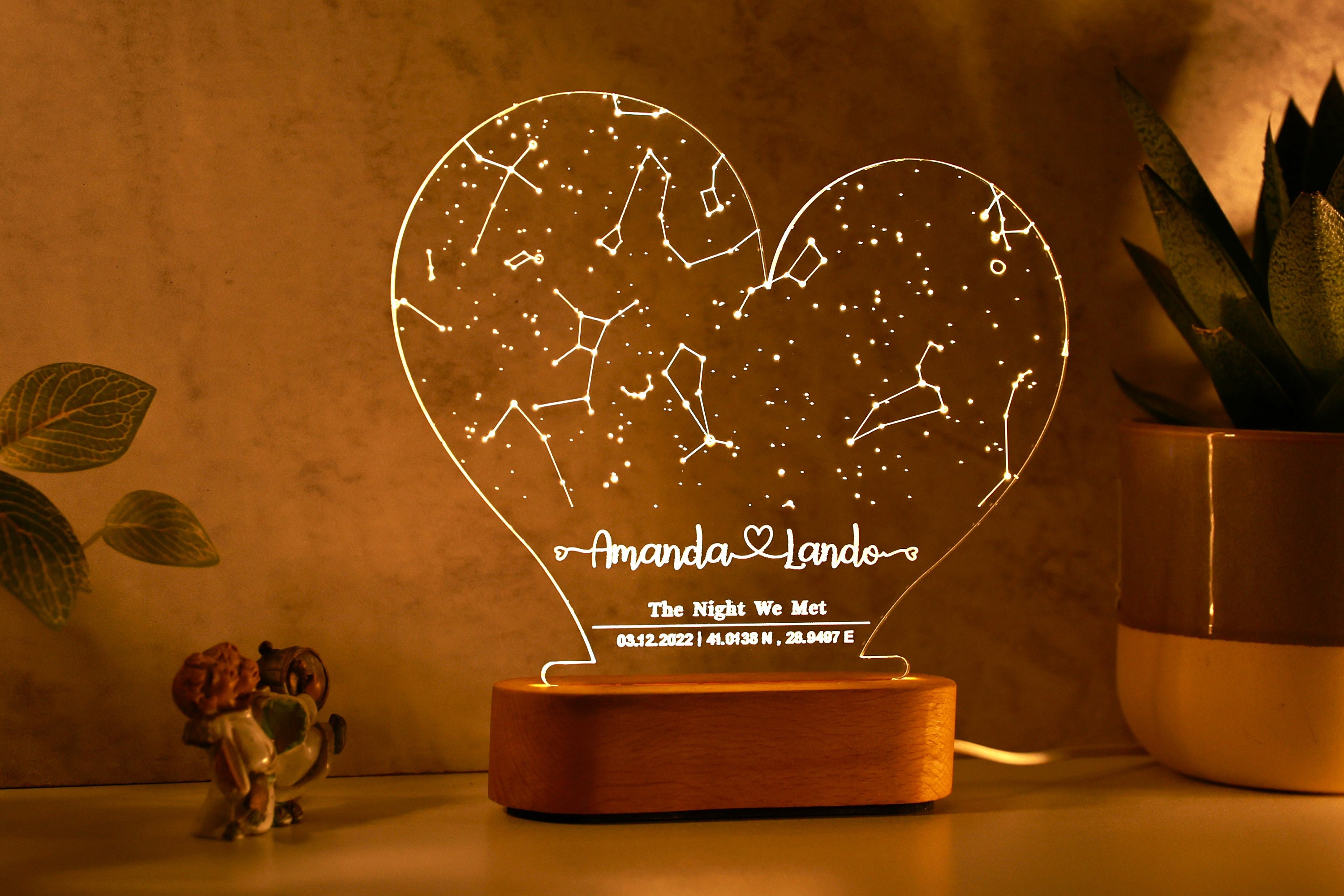 Personalized Constellation Chart Lamp Gift Star Map on Night Light ...