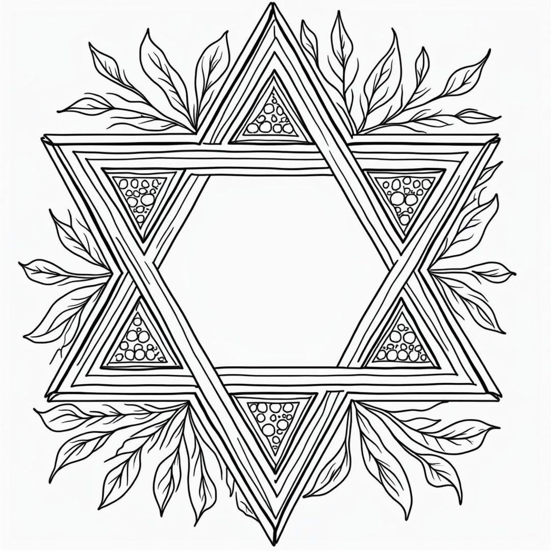 Colouring Page Jewish Star - Etsy