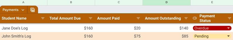 Tutoring Organizer Student Info, Sessions & Payment - Etsy