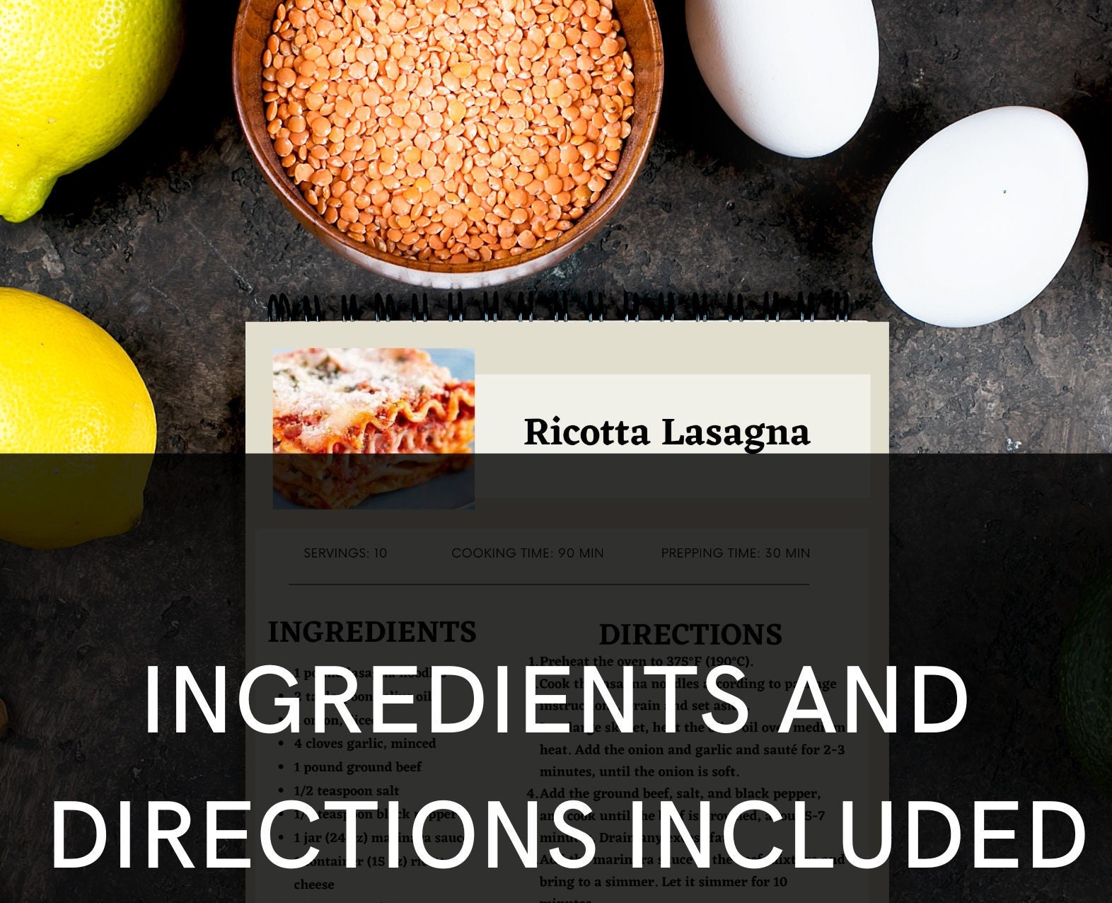 Printable Recipe for Ricotta Lasagna, Delicious Food Recipe, Recipe ...