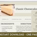Printable Recipe for Classic Cheesecake, Delicious Food Recipe, Recipe ...