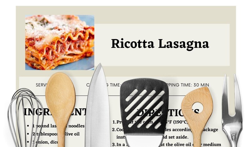 Printable Recipe for Ricotta Lasagna, Delicious Food Recipe, Recipe ...