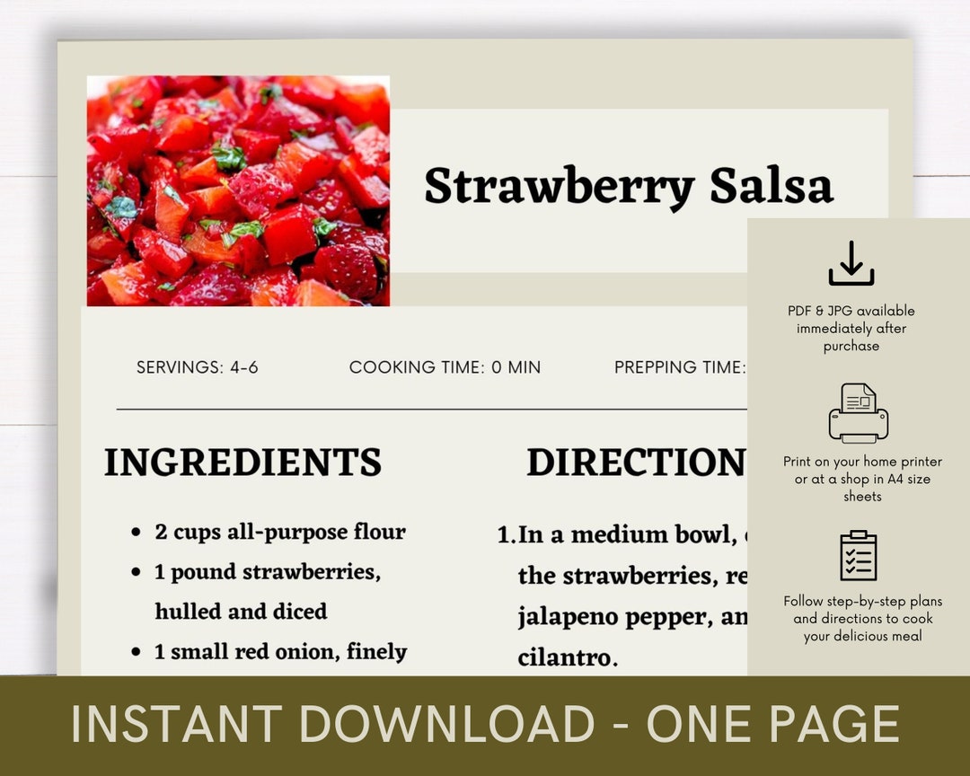 Printable Recipe for Strawberry Salsa, Delicious Food Recipe, Recipe ...