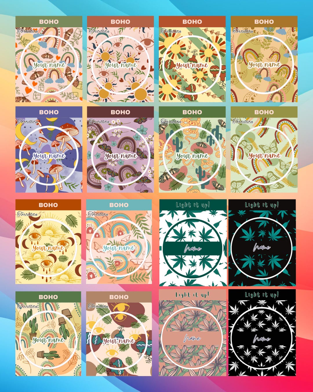 Boho Pocket Mirror Templates With Mockups Included – Editable ...