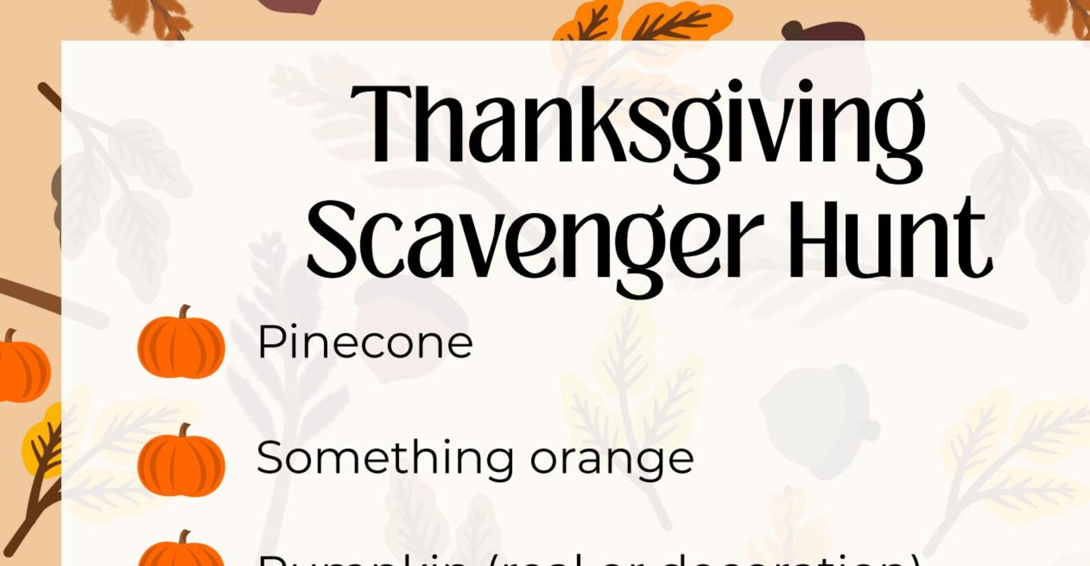 Fun Kids Thanksgiving Scavenger Hunt - Etsy