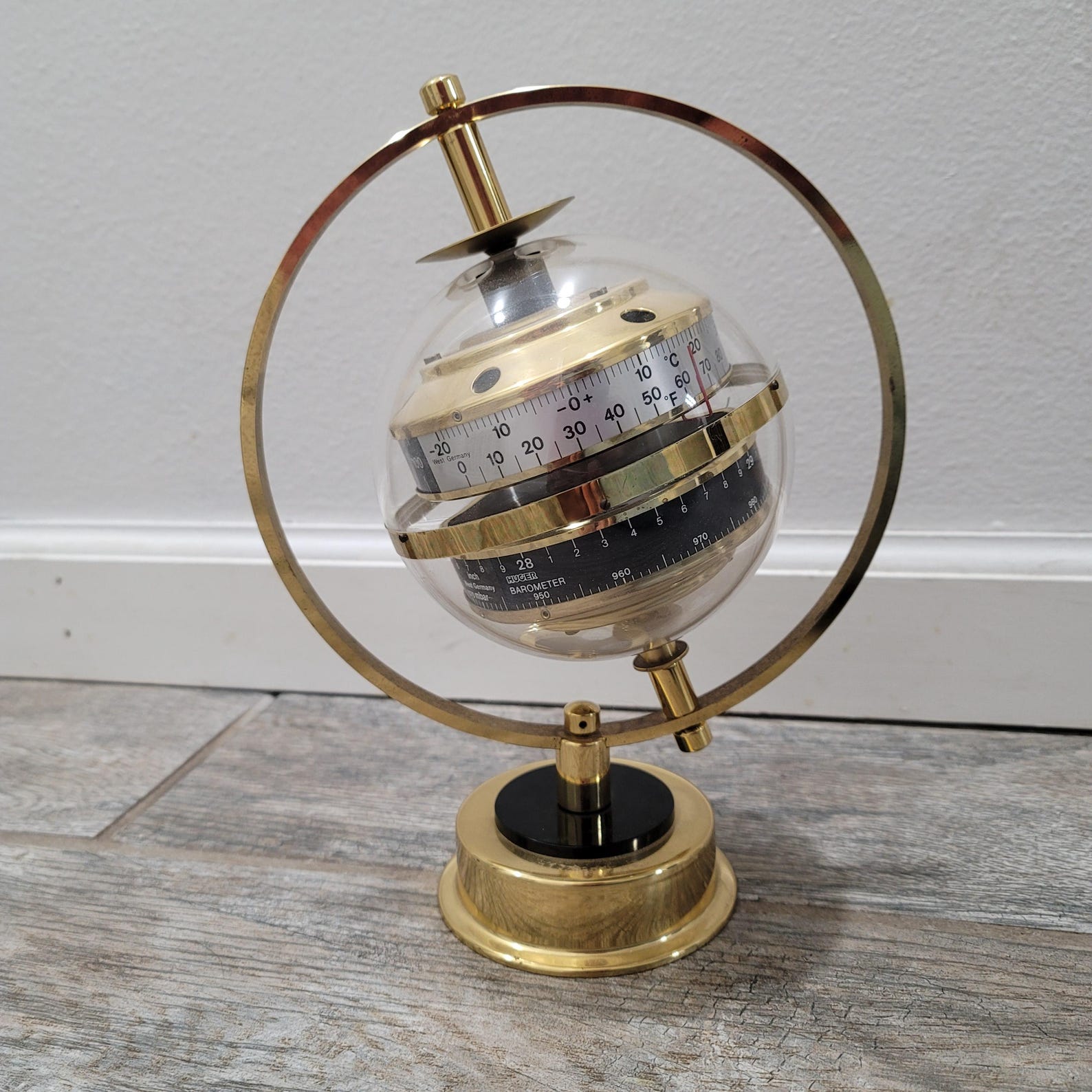 Atomic Sputnik Brass and Lucite Weather Barometer Huger W.germany 1960 ...