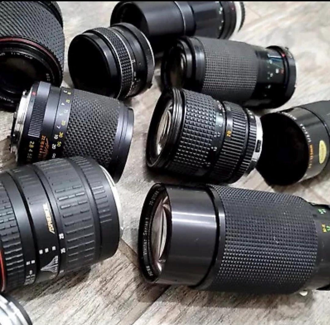 Camera Lot of Various Zoom Lenses Unknown Functionality Two Light ...