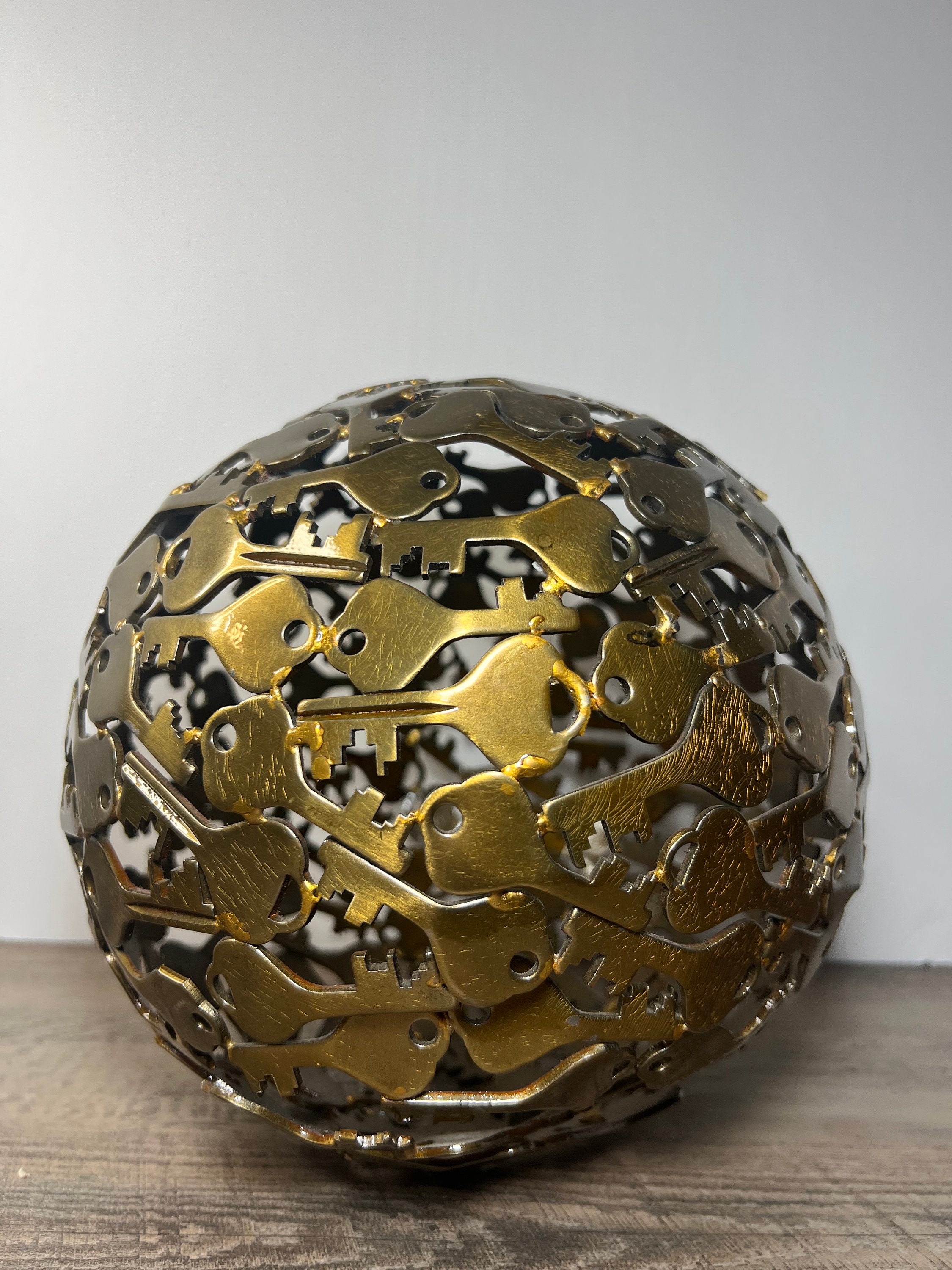 Vintage MCM Style, Brass Metal Welded Key Ball Sphere Sculpture - Etsy