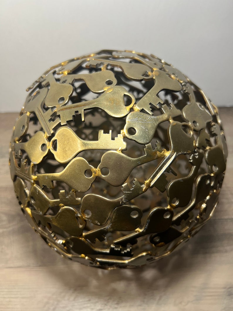 Vintage MCM Style, Brass Metal Welded Key Ball Sphere Sculpture - Etsy