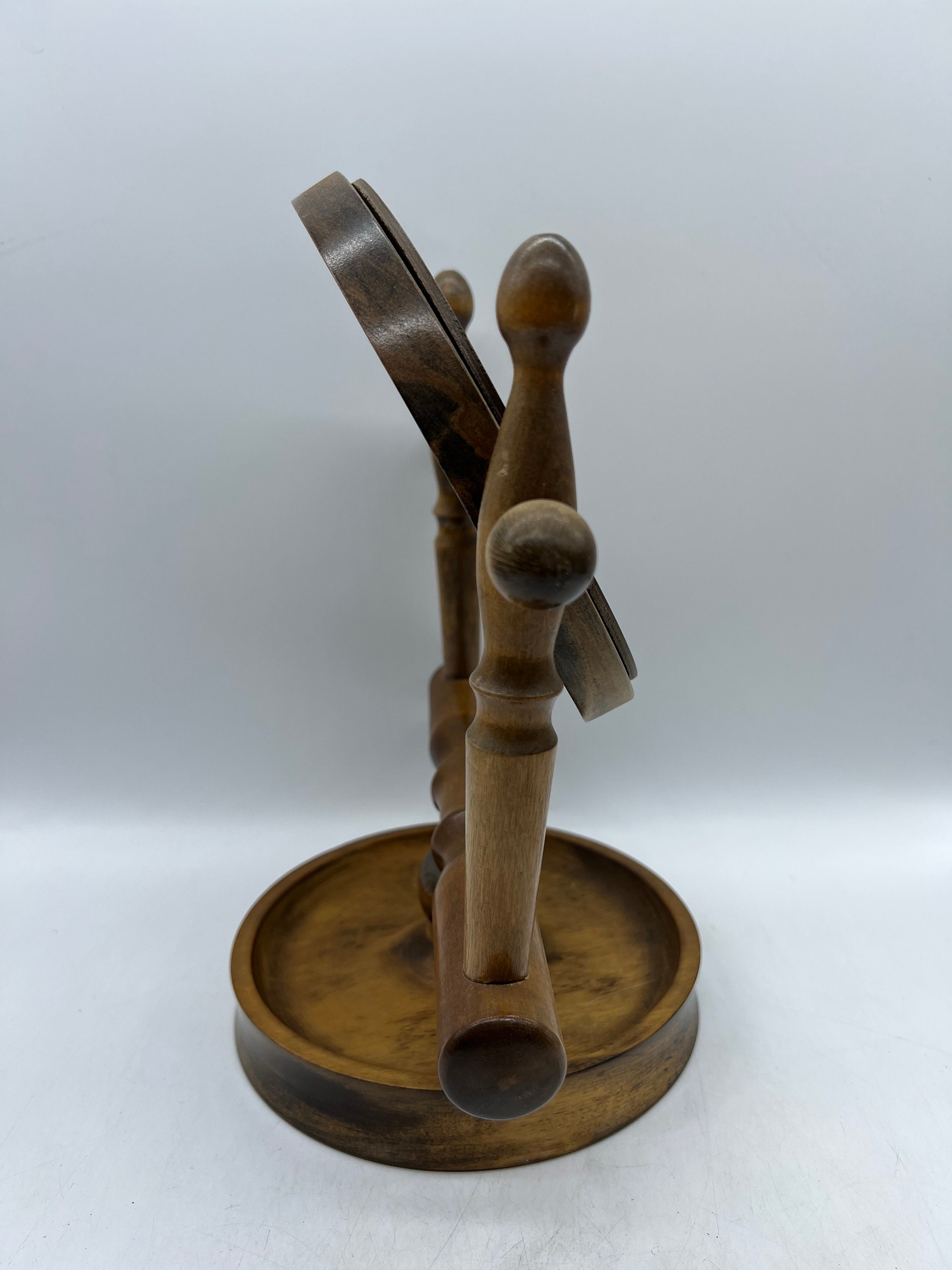 Vtg Mirror Vanity Pedestal Turned Wood Spindles Tilt Spin - Etsy