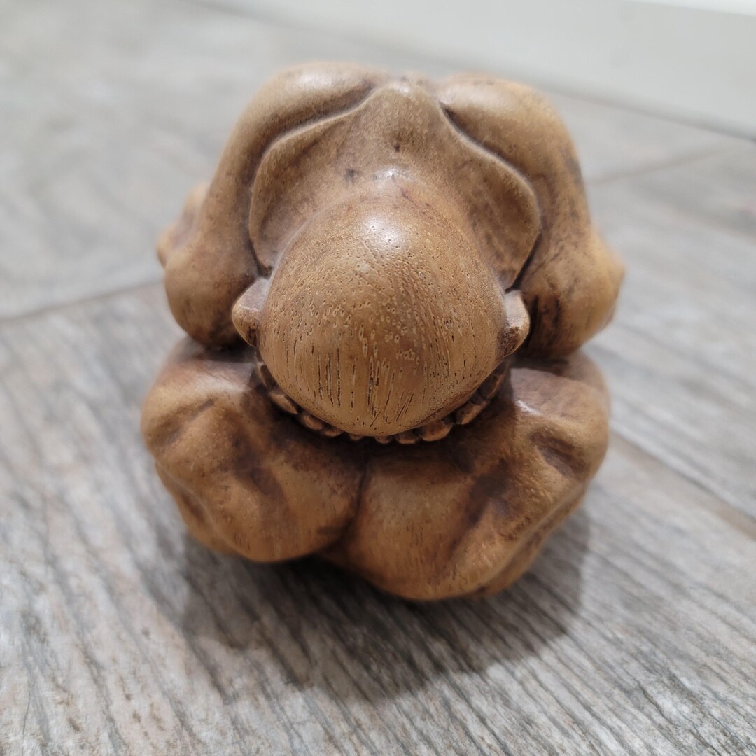Vtg Weeping Buddha Handcarved Wood - Etsy
