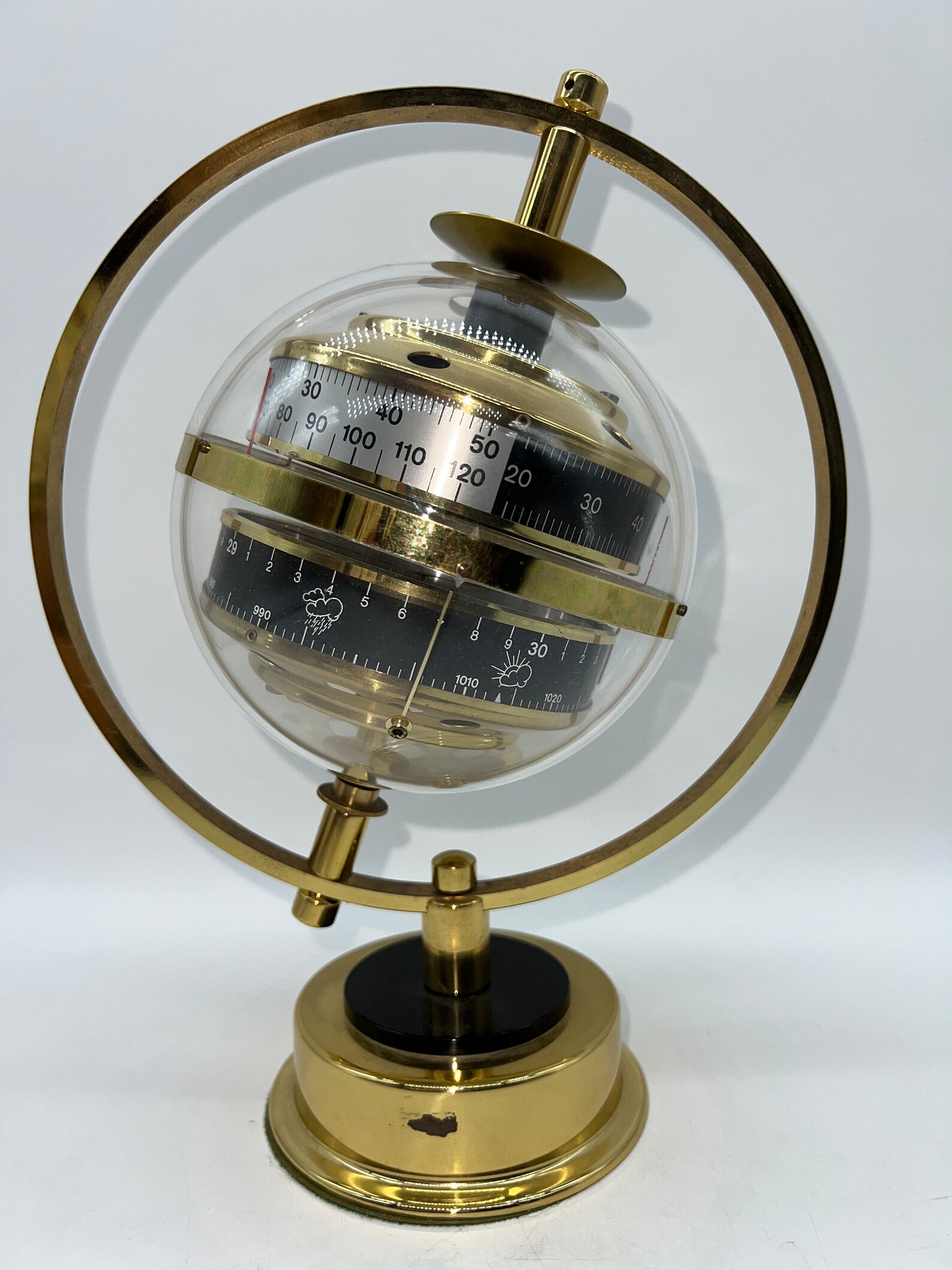 Atomic Sputnik Brass and Lucite Weather Barometer Huger W.germany 1960 ...