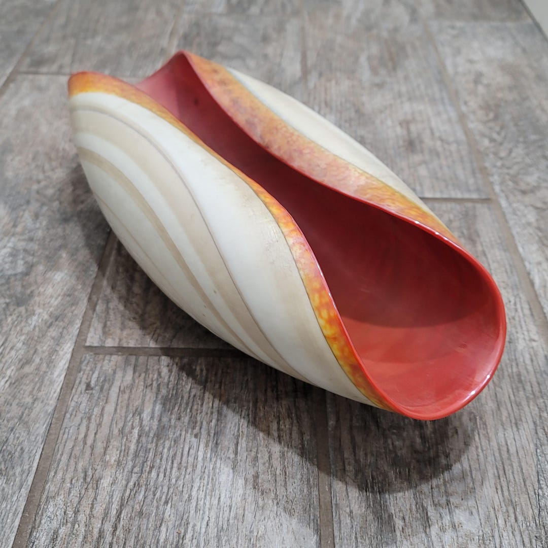 Sea Shell Murano Glass Art Hand Blown Large Oval Folded Edge ...