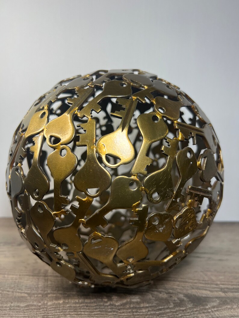 Vintage MCM Style, Brass Metal Welded Key Ball Sphere Sculpture - Etsy