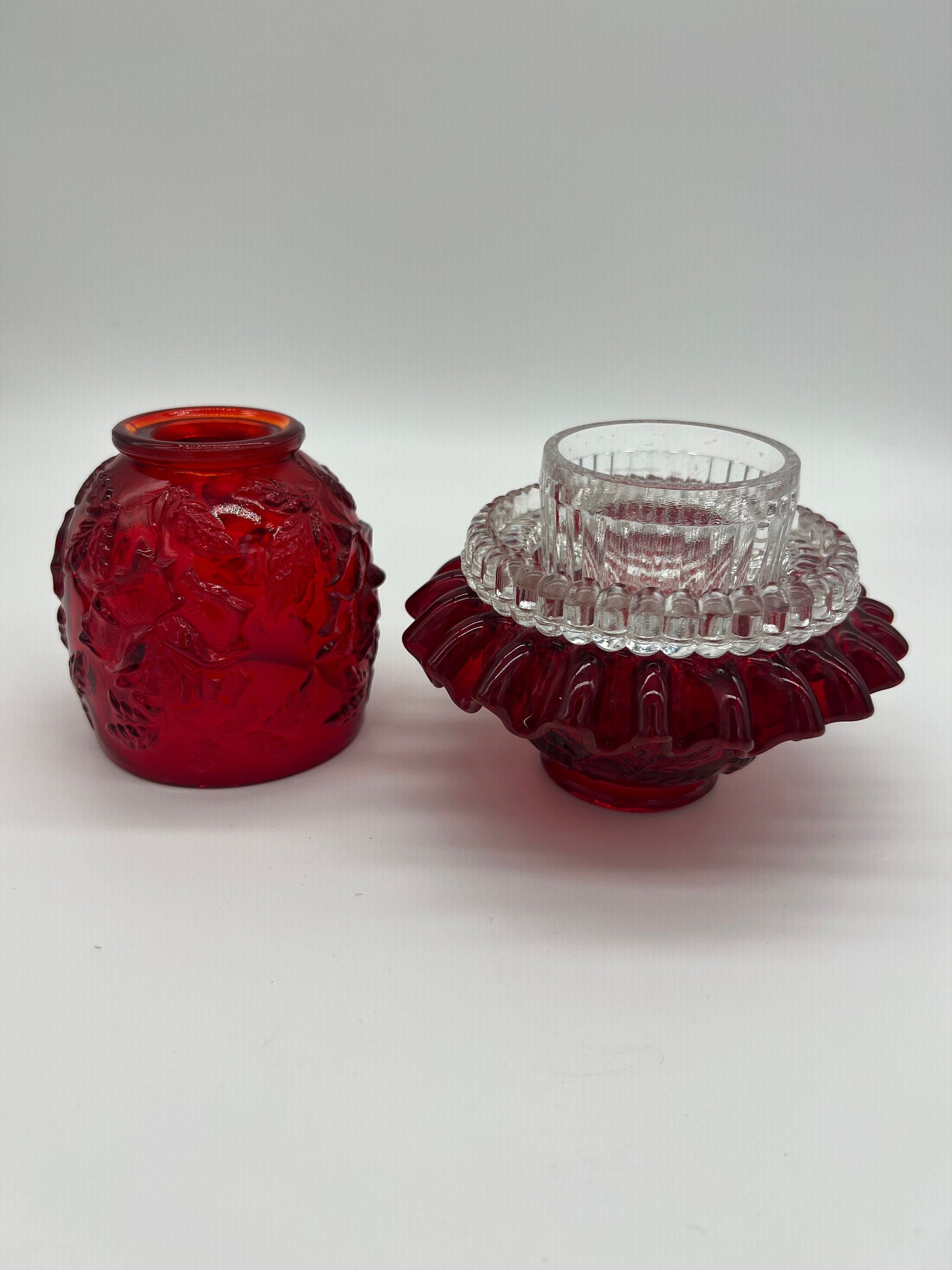RARE Fenton L.G. Wright Red Roses Fairy Lamp 4 Piece Set HTF - Etsy