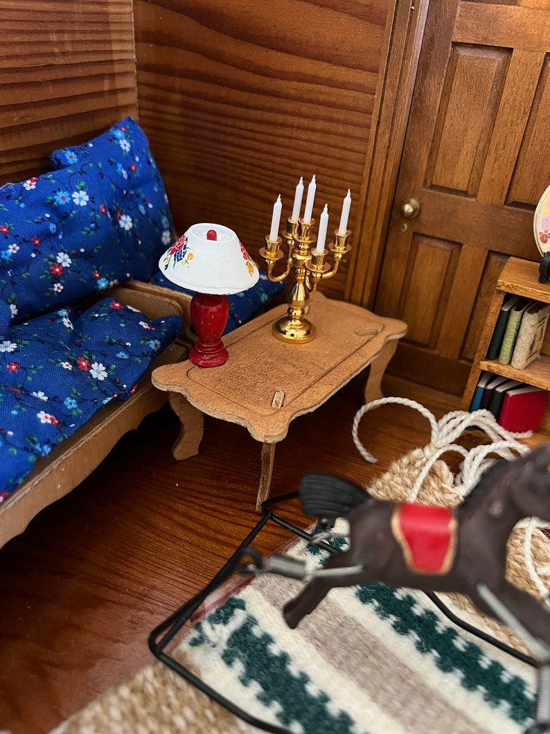 Vtg Artisan Miniature Dollhouse Diorama Box 1:12 Antique Bedroom Room ...