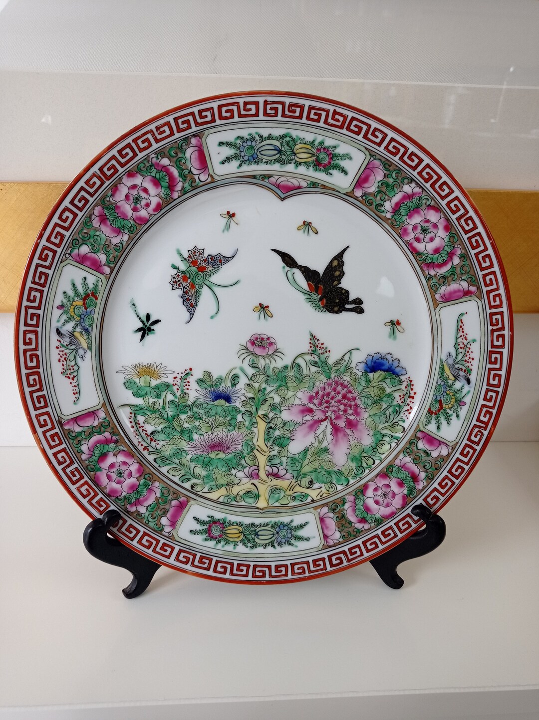 Beautiful Large Chinese Decorative Plate With Butterflies and Flowers ...