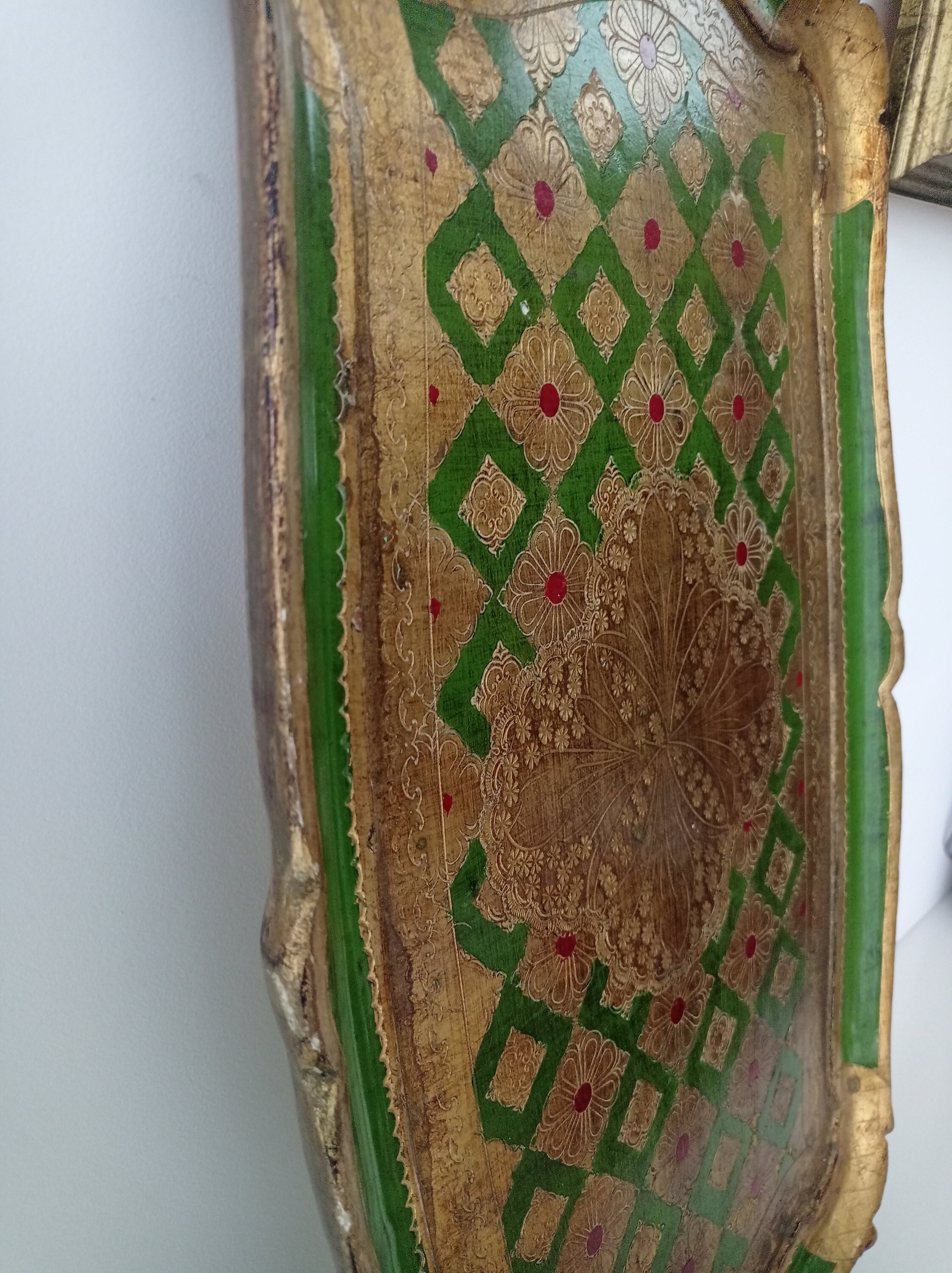Large Florentine Tray With Gold and Green Colors Vintage From - Etsy