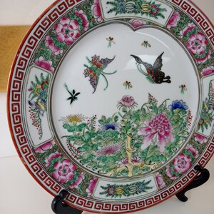 Beautiful Large Chinese Decorative Plate With Butterflies and Flowers ...