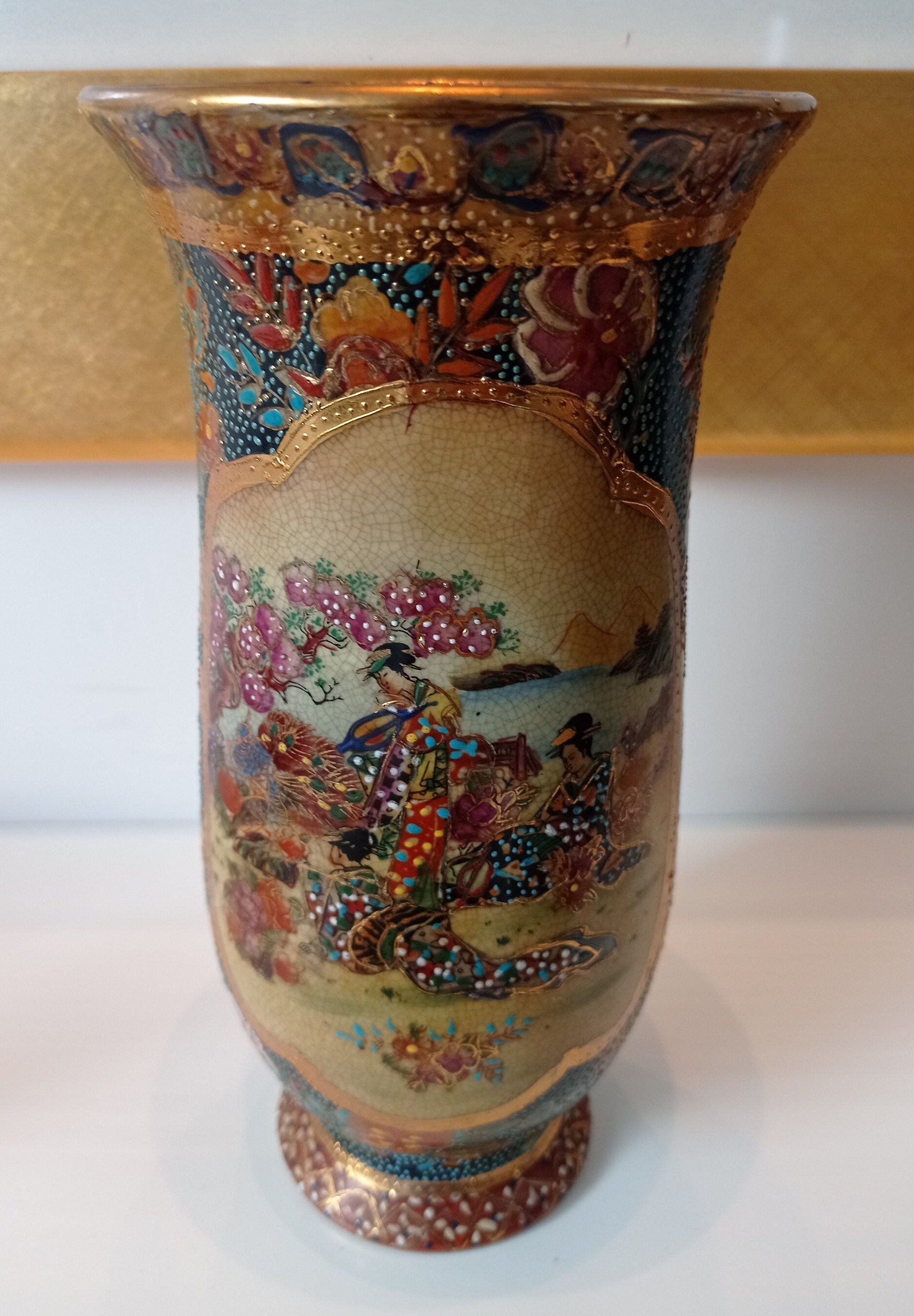 Beautiful Old Satsuma Vase With Enamel and Gold Accents - Etsy