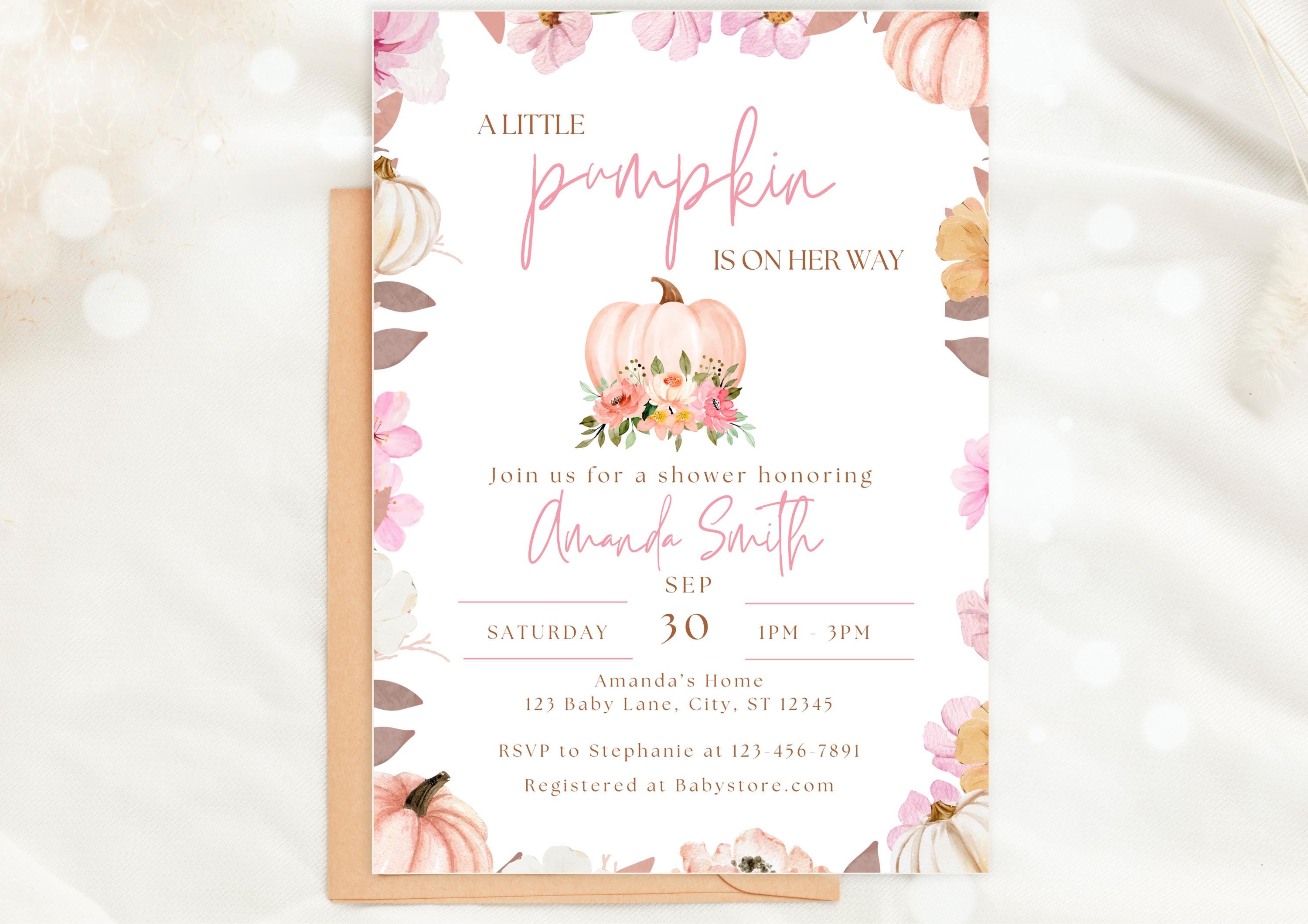 Editable Pumpkin Baby Shower Invitation, Pumpkin Baby Patch, A Little ...