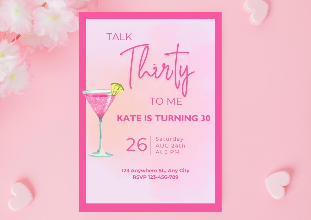 Editable Talk Thirty to Me 30th Party Invitation, Thirtieth Birthday ...