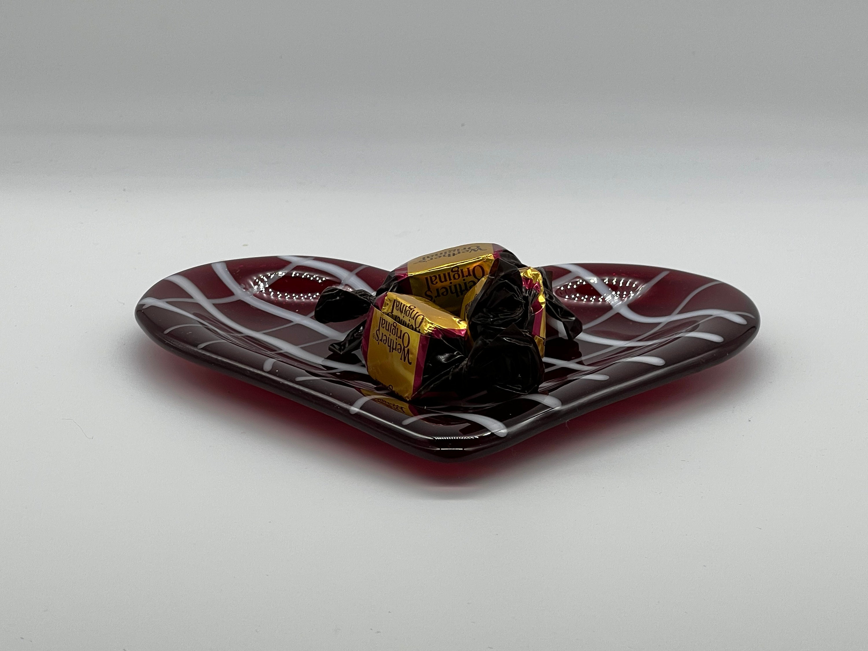 Red Heart Plate With Wavy Lines - Etsy