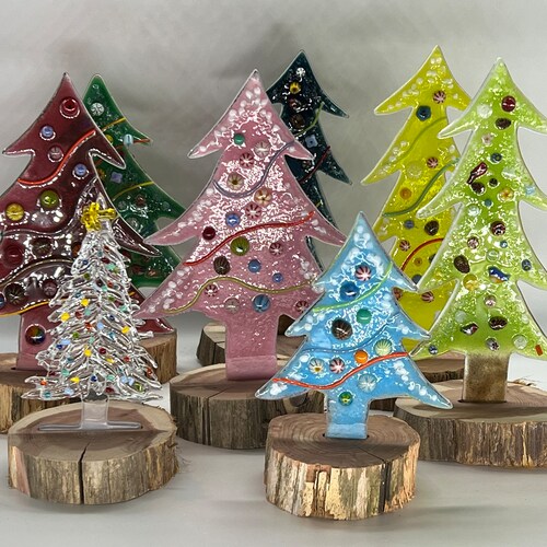 Fused Glass Christmas Tree Decorations - Etsy