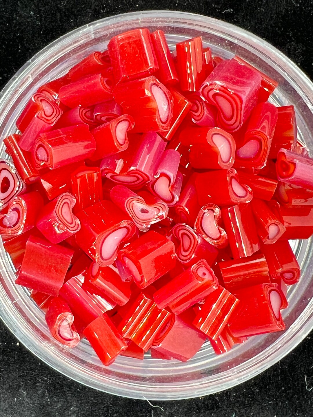 COE 96 Pink and Red Heart Murrini - Etsy