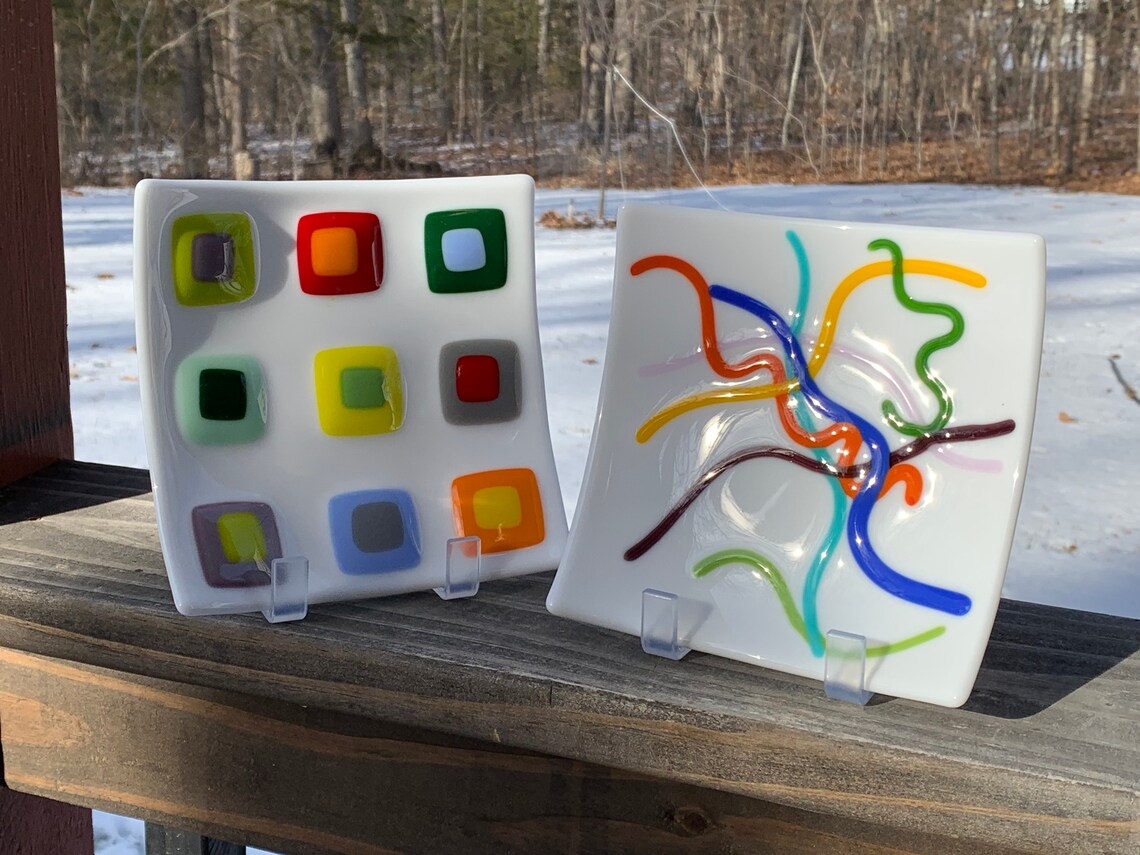 Funky Geo Glass Plates - Etsy