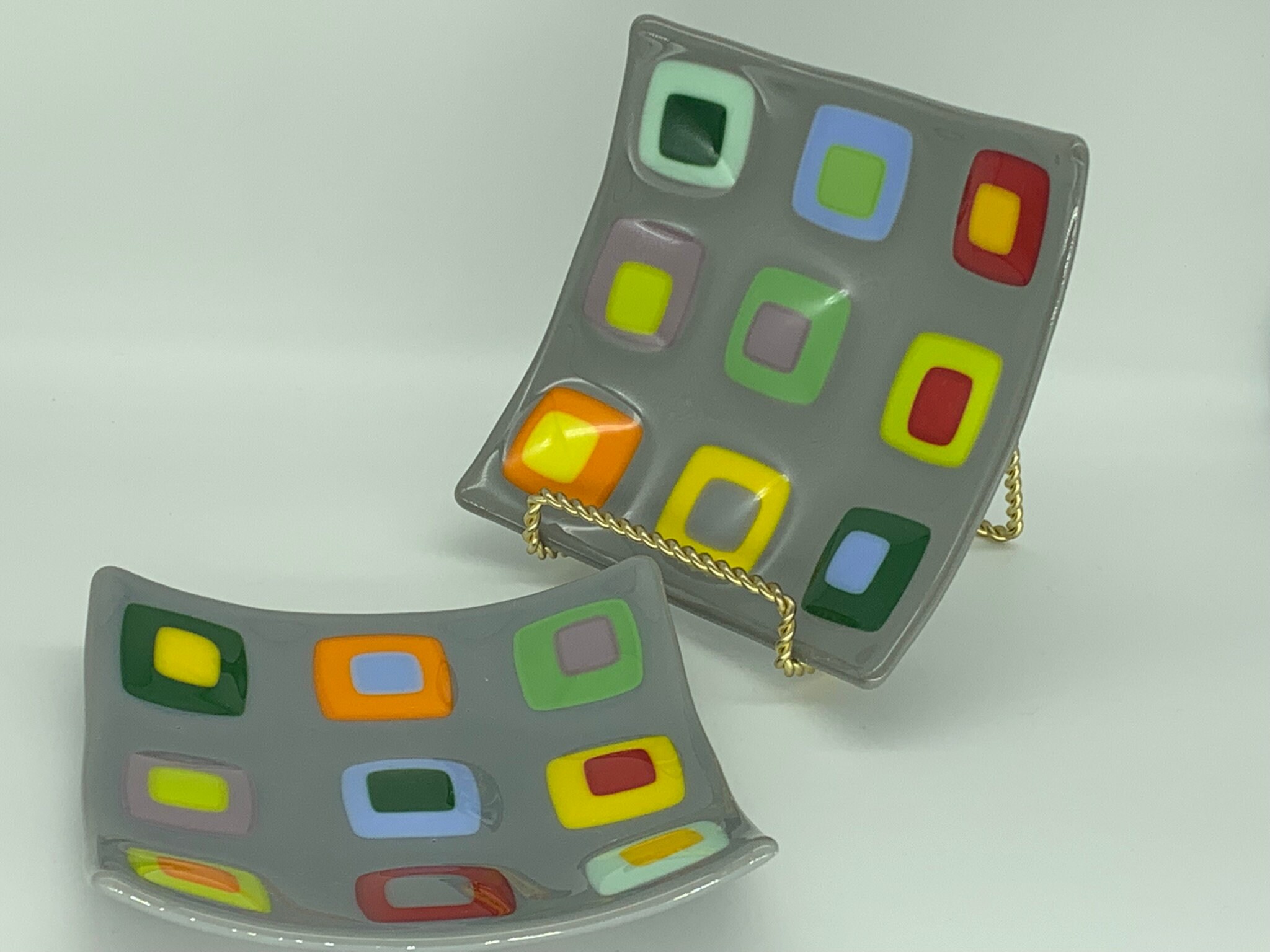 Funky Geo Glass Plates - Etsy