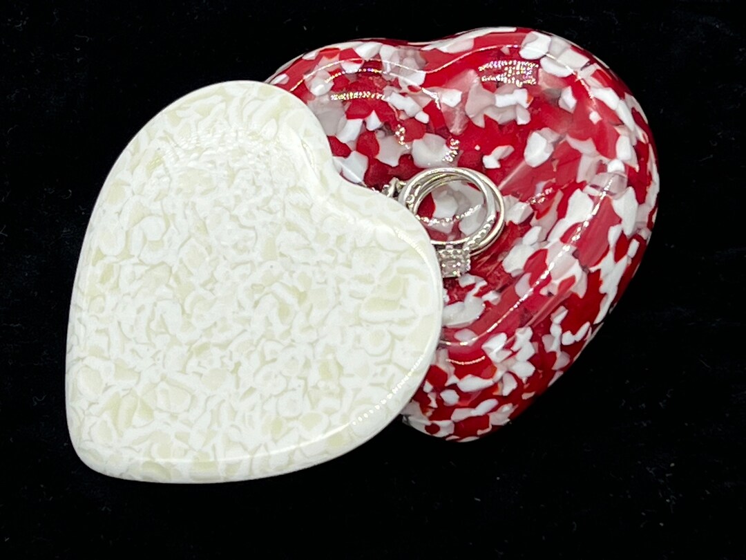 Red and Ivory Glass Heart Box - Etsy
