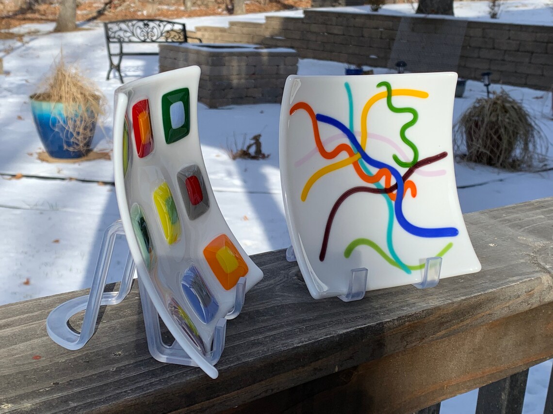 Funky Geo Glass Plates - Etsy