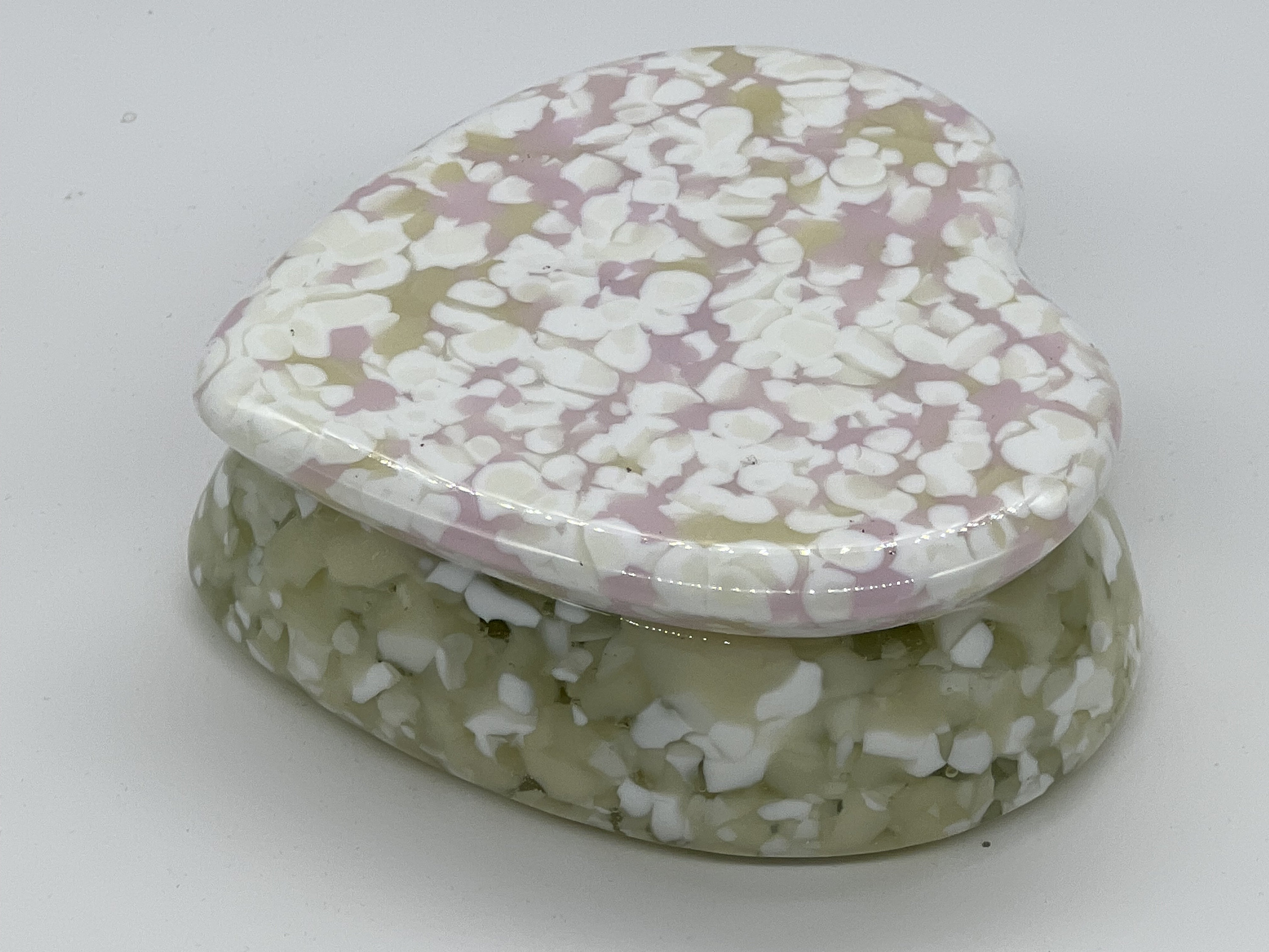 Pink and Ivory Glass Heart Box - Etsy