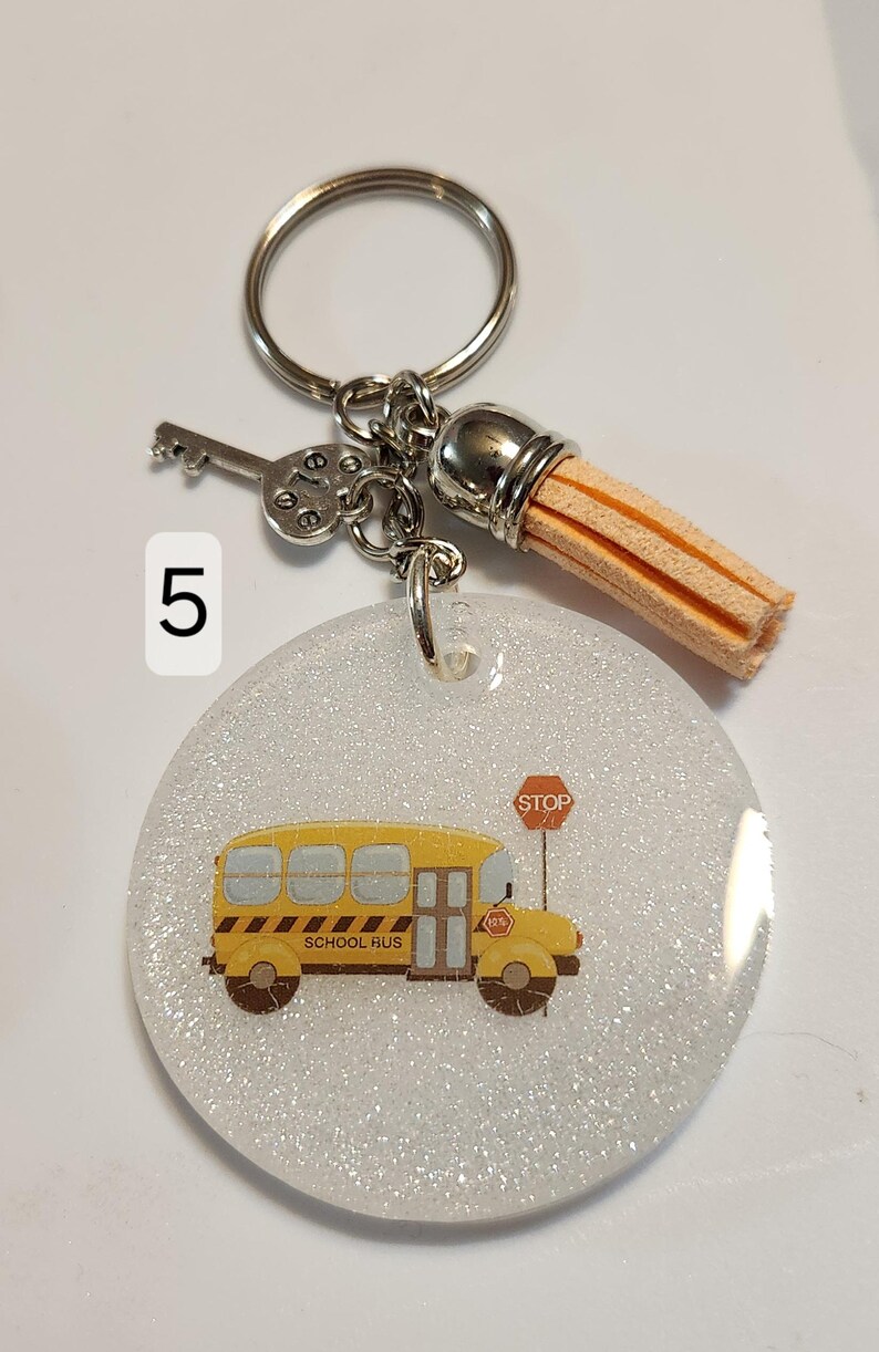 Epoxy Resin School Bus Keychain With Tassel and Charm - Etsy
