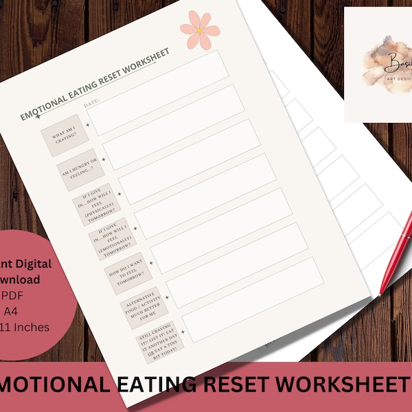 Binge Eating Worksheet - Etsy