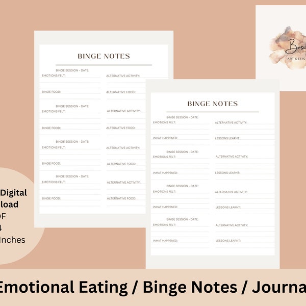 Binge Eat Worksheet - Etsy