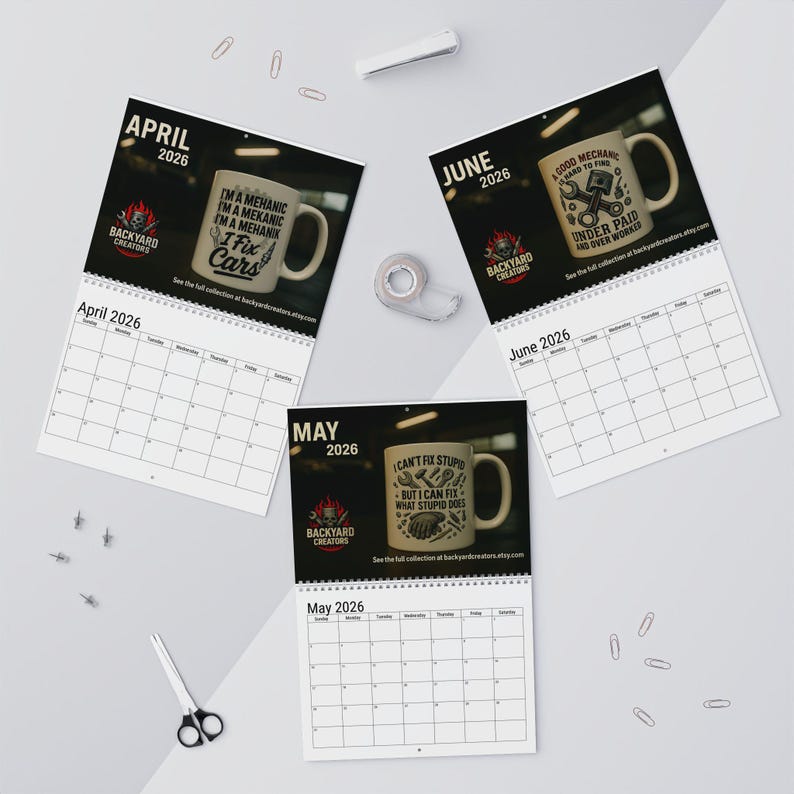 Mechanic Quotes 2026 Wall Calendars, Garage Decor, Automotive Calendar ...